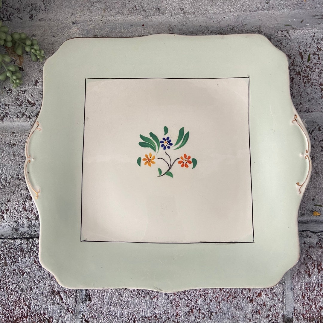 Vintage Square Platter/plate With Floral Design Made in England - Etsy