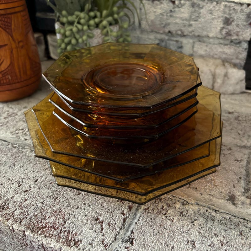 Amber Glass Plates - Etsy