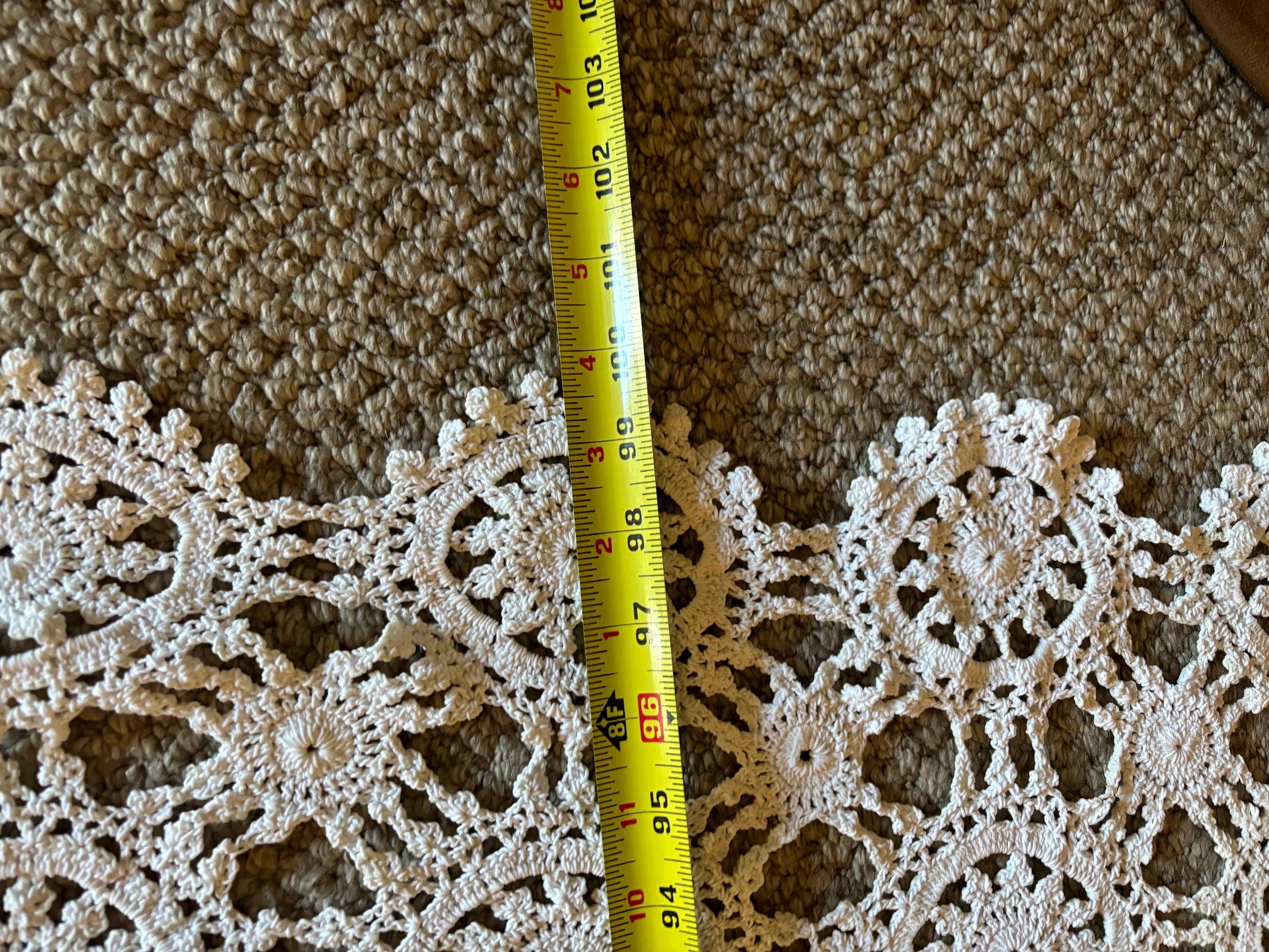 Vintage, Crochet Pinwheels, Extra Long, Rectangle Tablecloth/ Bed ...