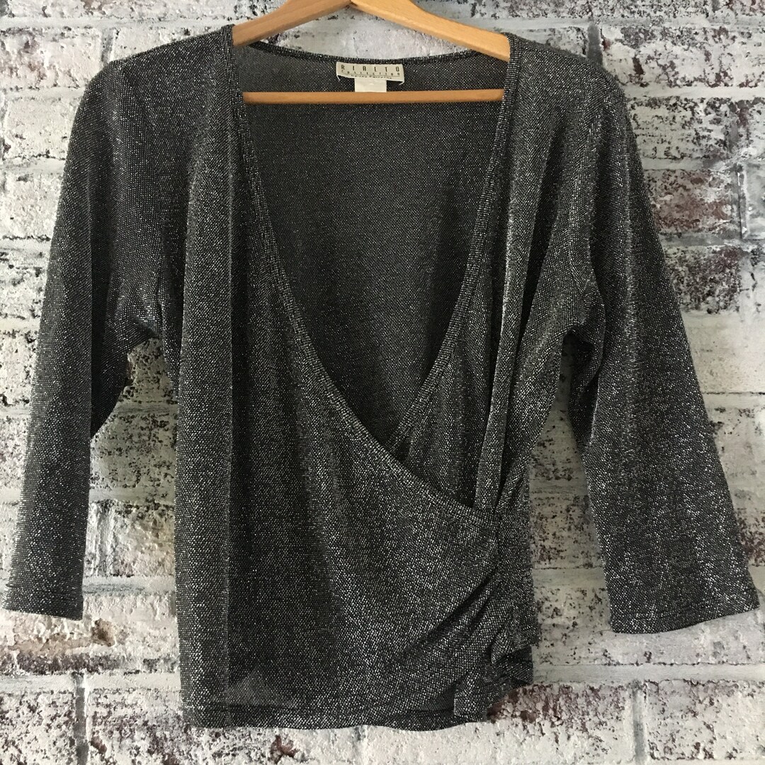 80’s Shimmery Metallic- Deep V, Wrap Shirt - Etsy