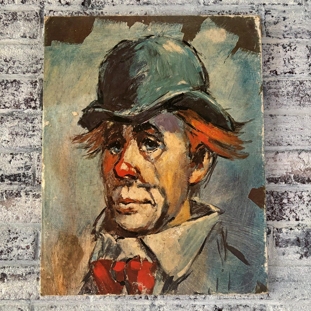 MCM Leighton Jones Sad Clown Lithograph - Etsy