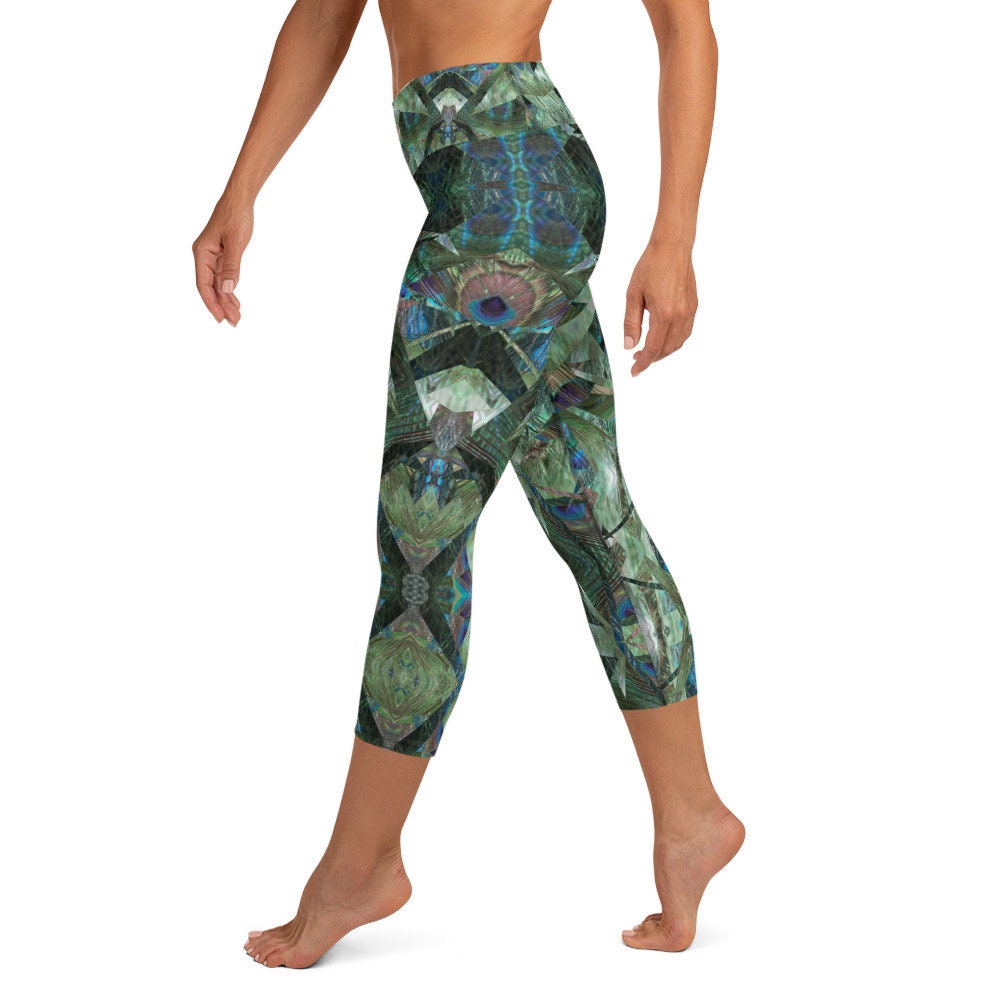 Peacock Pandemonium Art You Can Wear Yoga/ High Waisted - Etsy