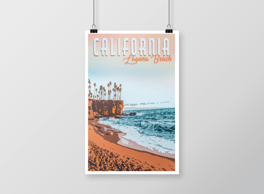 California Wall Decor, Laguna Beach Poster, Sunset Beach Art, Nature ...