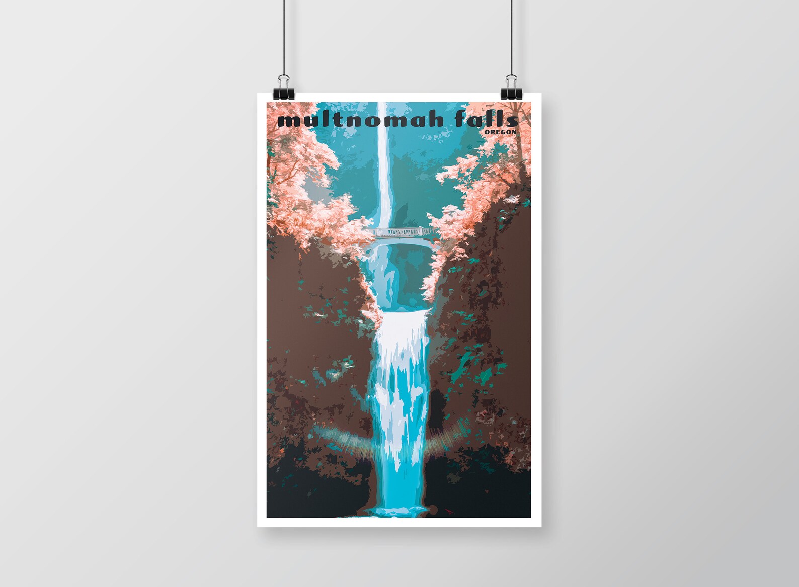 Multnomah Falls Oregon Poster Digital Download Printable Wall - Etsy
