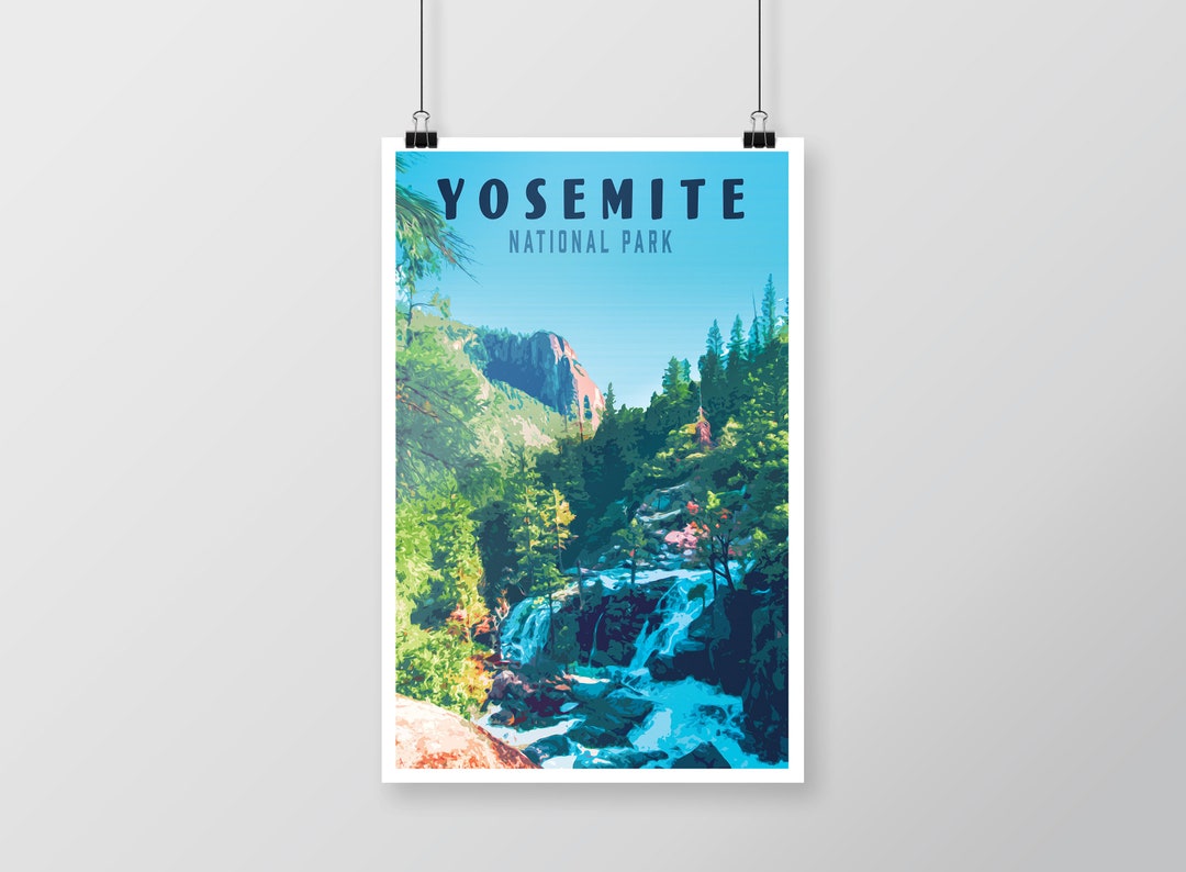 Yosemite National Park Art Print Digital Download Retro California ...