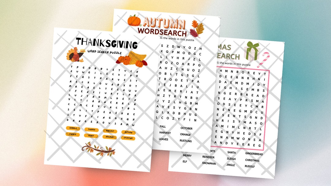 Holiday Printable Word Search Pages, Thanksgiving Activity Print ...