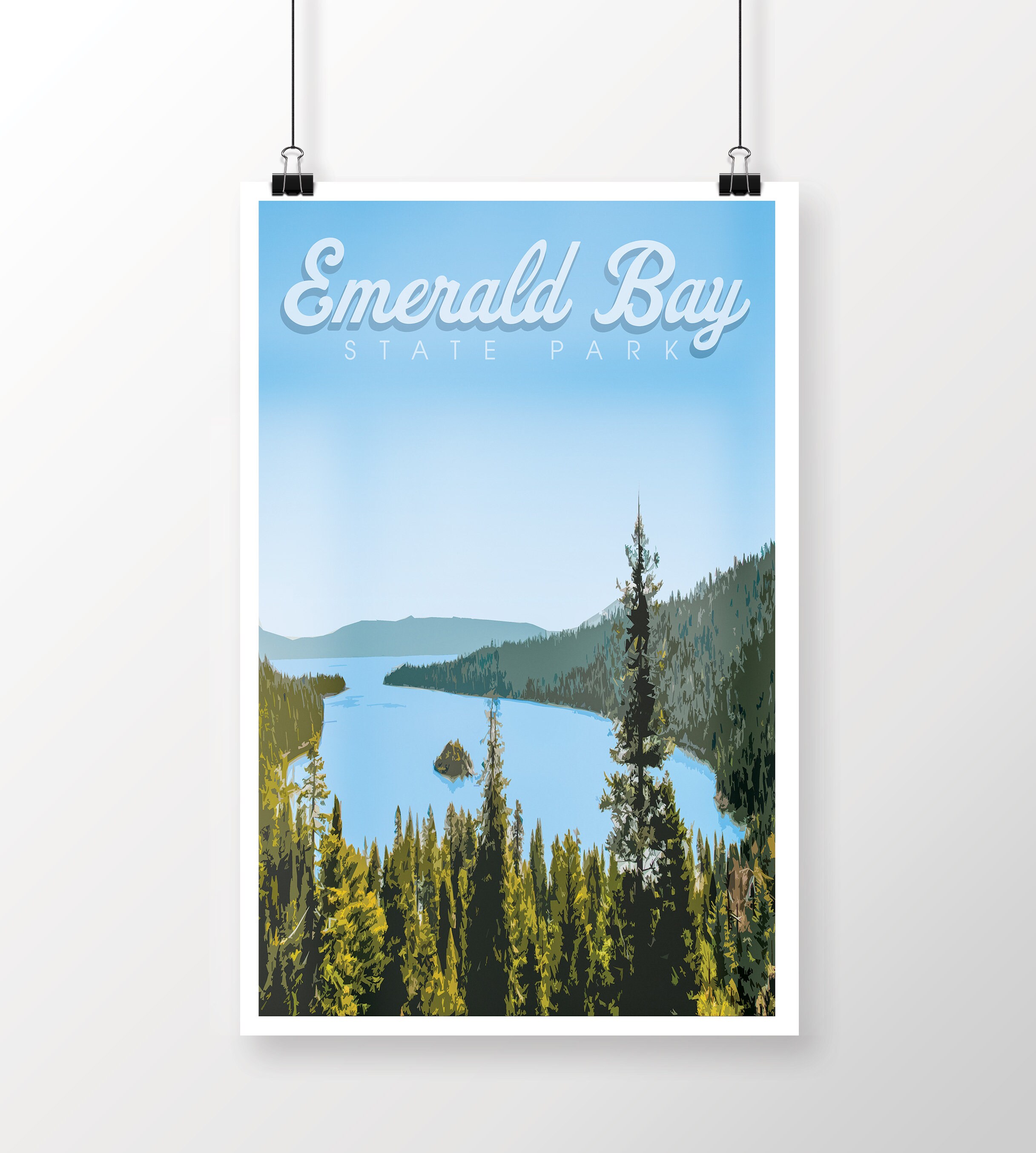 Emerald Bay Poster Lake Tahoe Art Emerald Bay Print Lake - Etsy