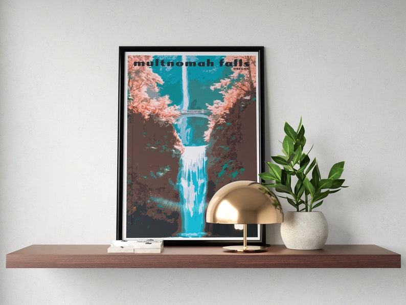 Multnomah Falls Oregon Poster Digital Download Printable Wall - Etsy