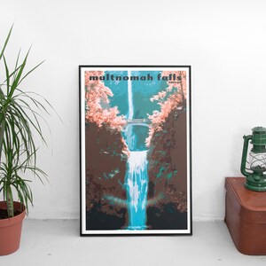 Multnomah Falls Oregon Poster Digital Download Printable Wall - Etsy