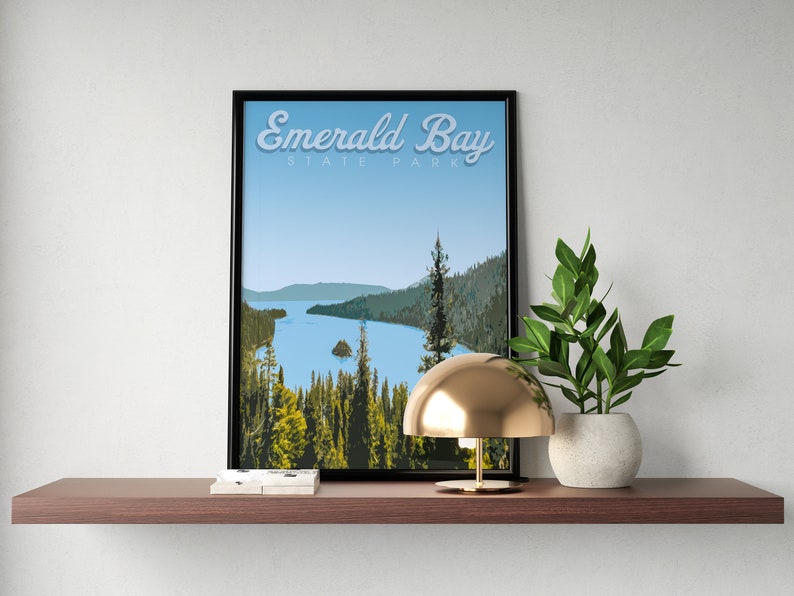 Emerald Bay Poster Lake Tahoe Art Emerald Bay Print Lake - Etsy
