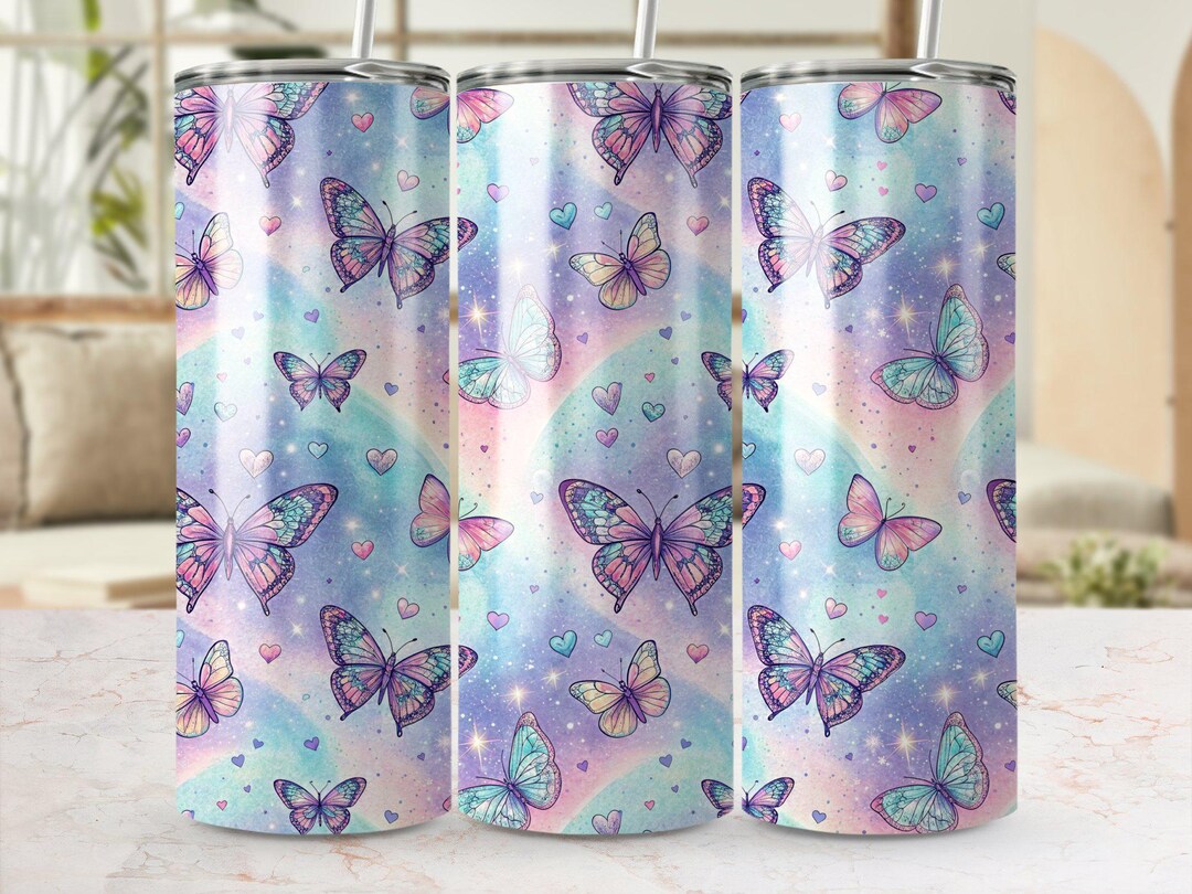 Y2K Butterfly Sugar Baby Tumbler Wrap PNG, Pastel Butterfly Digital ...