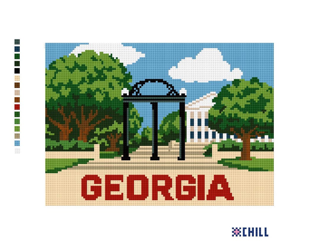Georgia Needlepoint Canvas – UGA Arch Landmark, Athens, Georgia 5x7 on ...