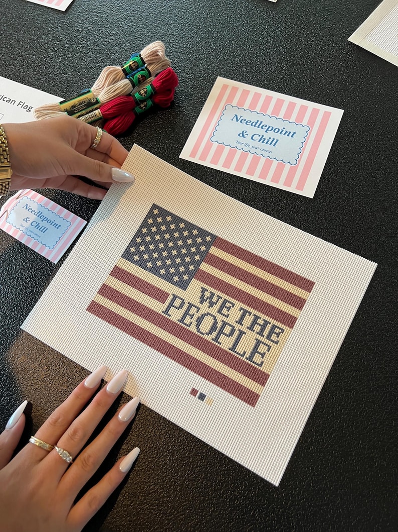 We the People - American Flag Needlepoint Canvas - 250th Birthday ...