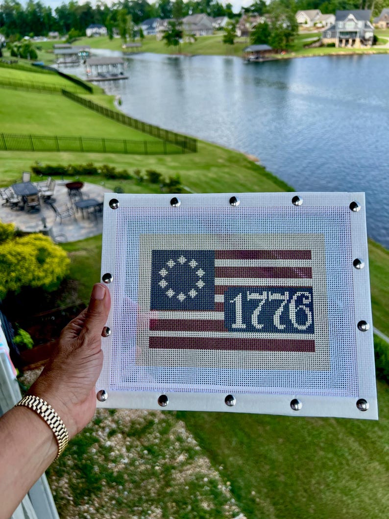 1776 American Flag Needlepoint Canvas - Betsy Ross, 250th Birthday ...