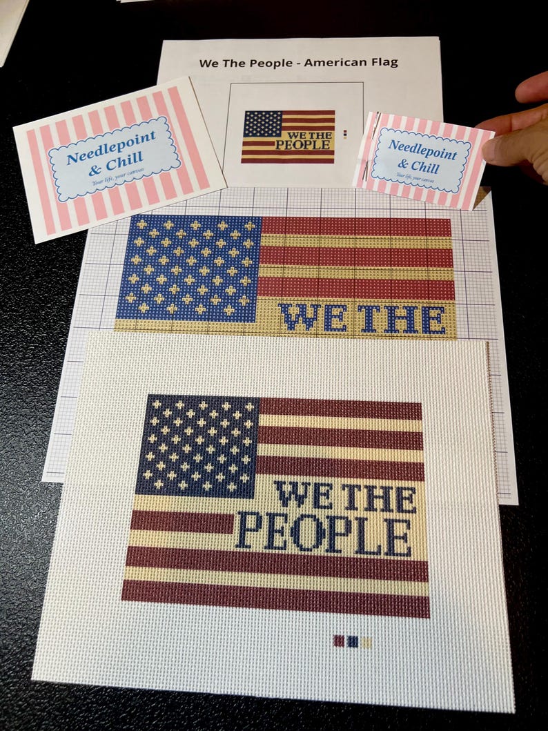 We the People - American Flag Needlepoint Canvas - 250th Birthday ...