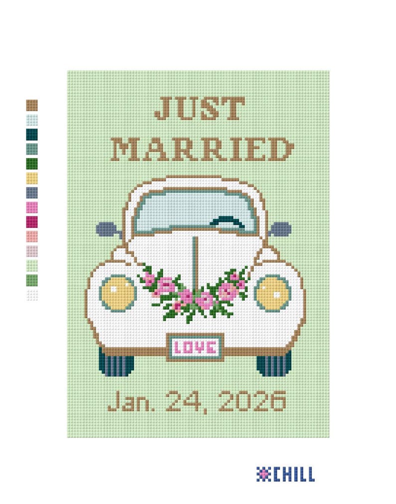 Personalized Wedding Needlepoint Canvas - Just Married | Customizable ...
