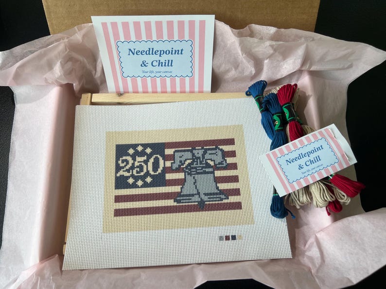 250th Birthday Liberty Bell American Flag Needlepoint Kit - Etsy