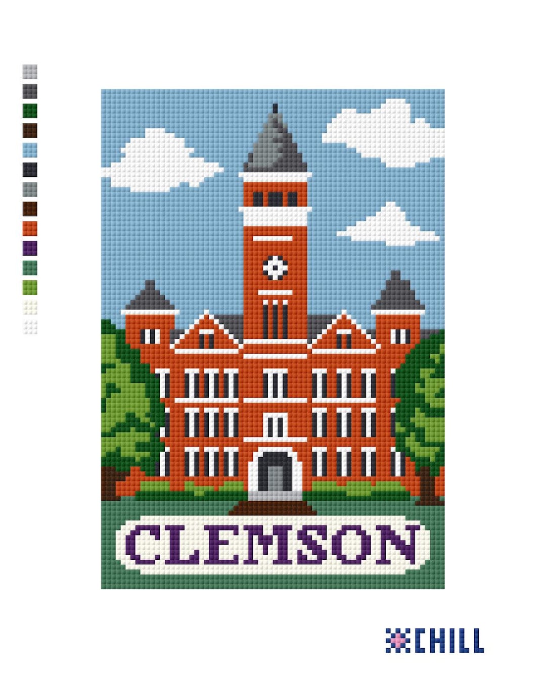 Clemson, South Carolina - Tillman Hall Needlepoint Canvas – Iconic ...