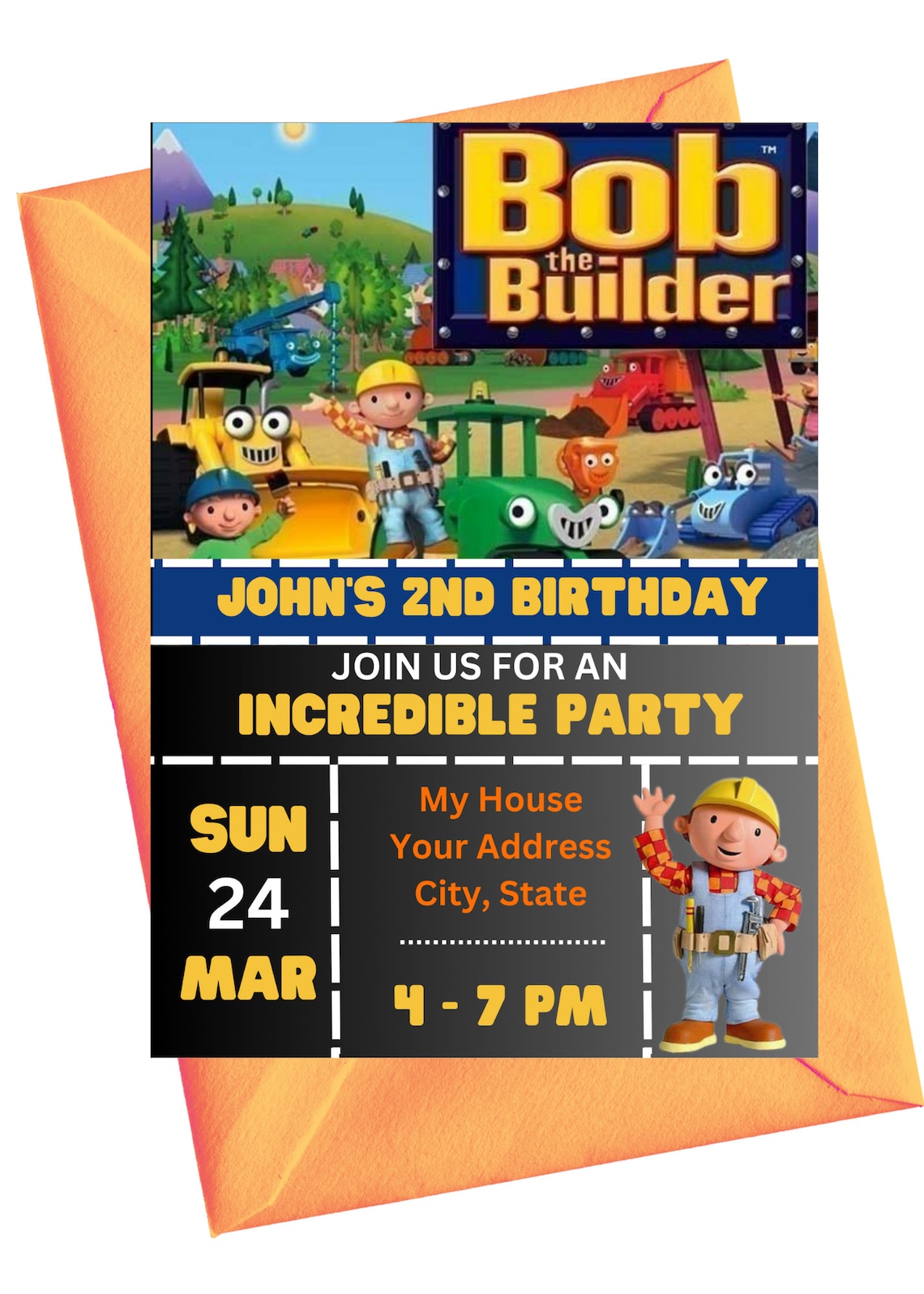 Printable Bob the Builder Birthday Party Invitation - Etsy