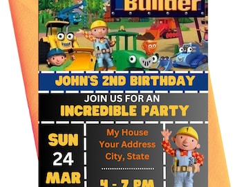 Printable Bob the Builder Birthday Party Invitation - Etsy