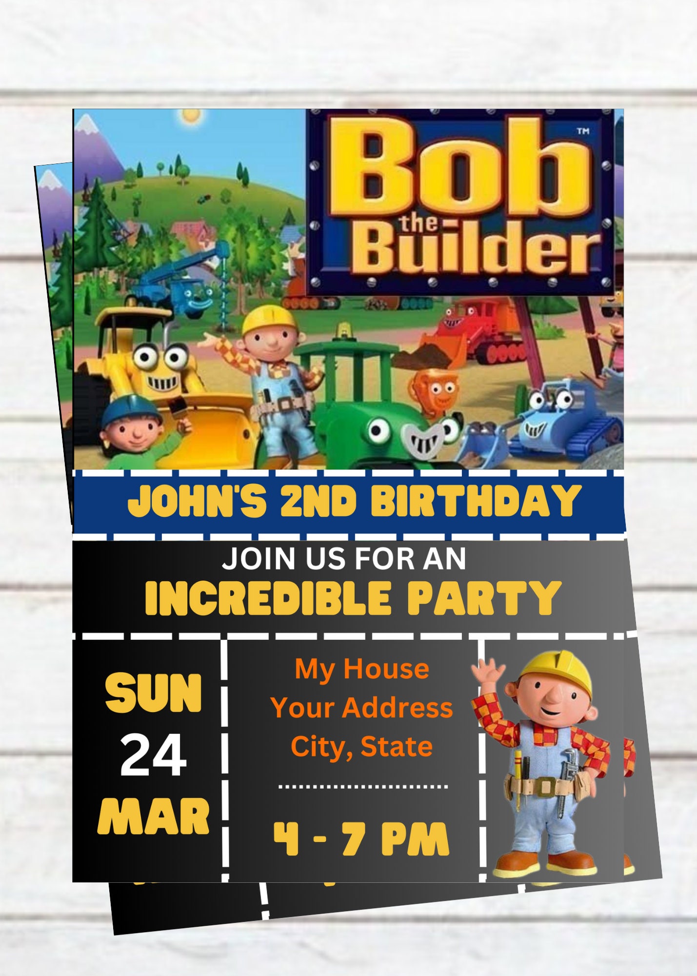 Printable Bob the Builder Birthday Party Invitation - Etsy