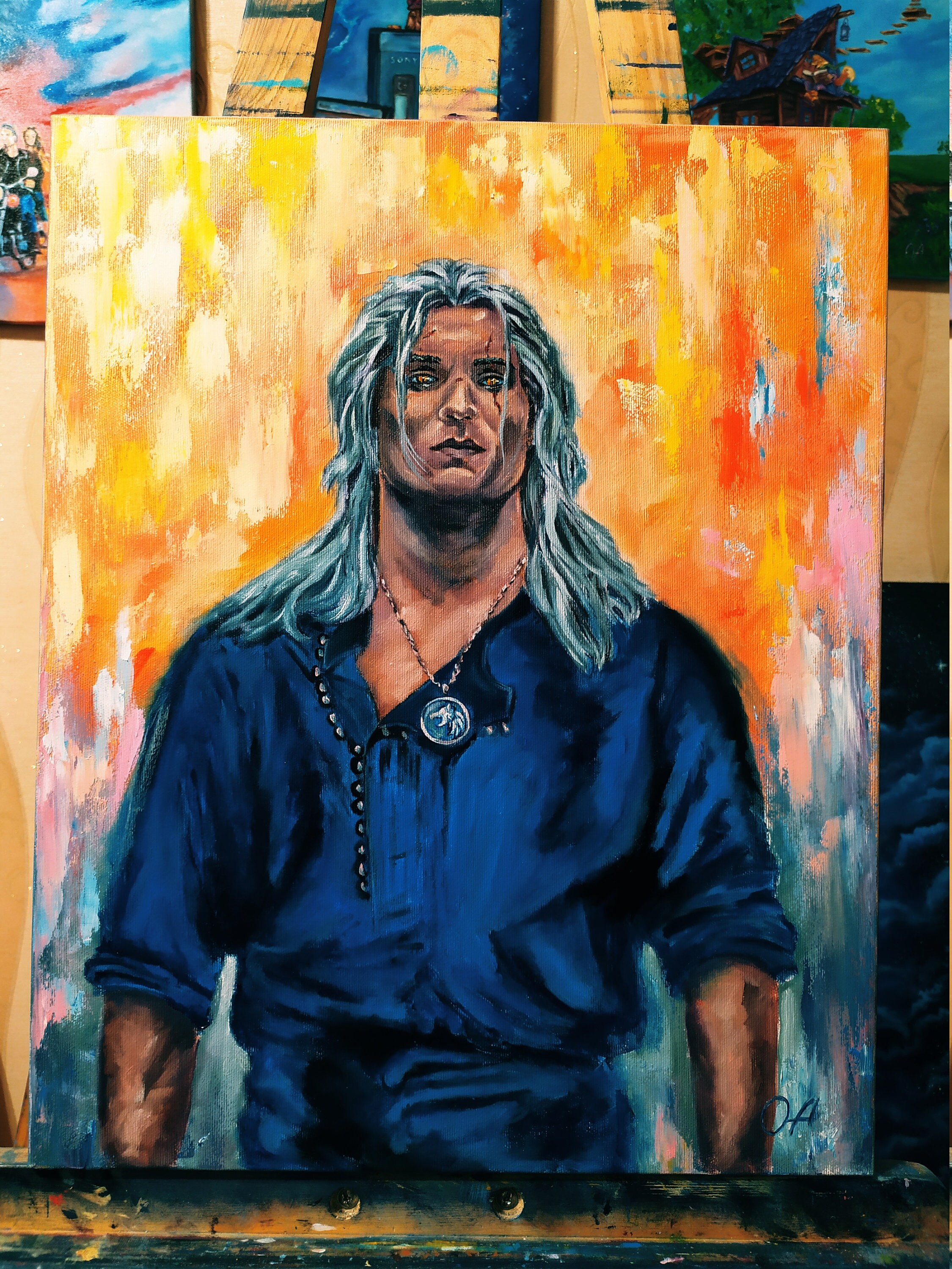The Witcher Realistic Handmade Portrait on Canvas Geralt of - Etsy