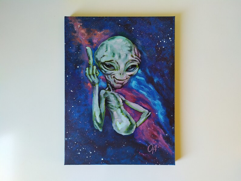 Street Art Paul the X-files Middle Finger UFO Alien - Etsy