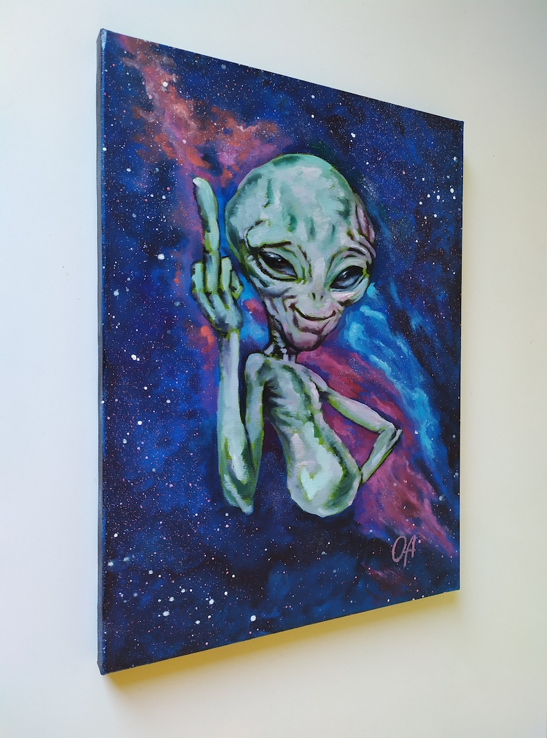 Street Art Paul the X-files Middle Finger UFO Alien - Etsy