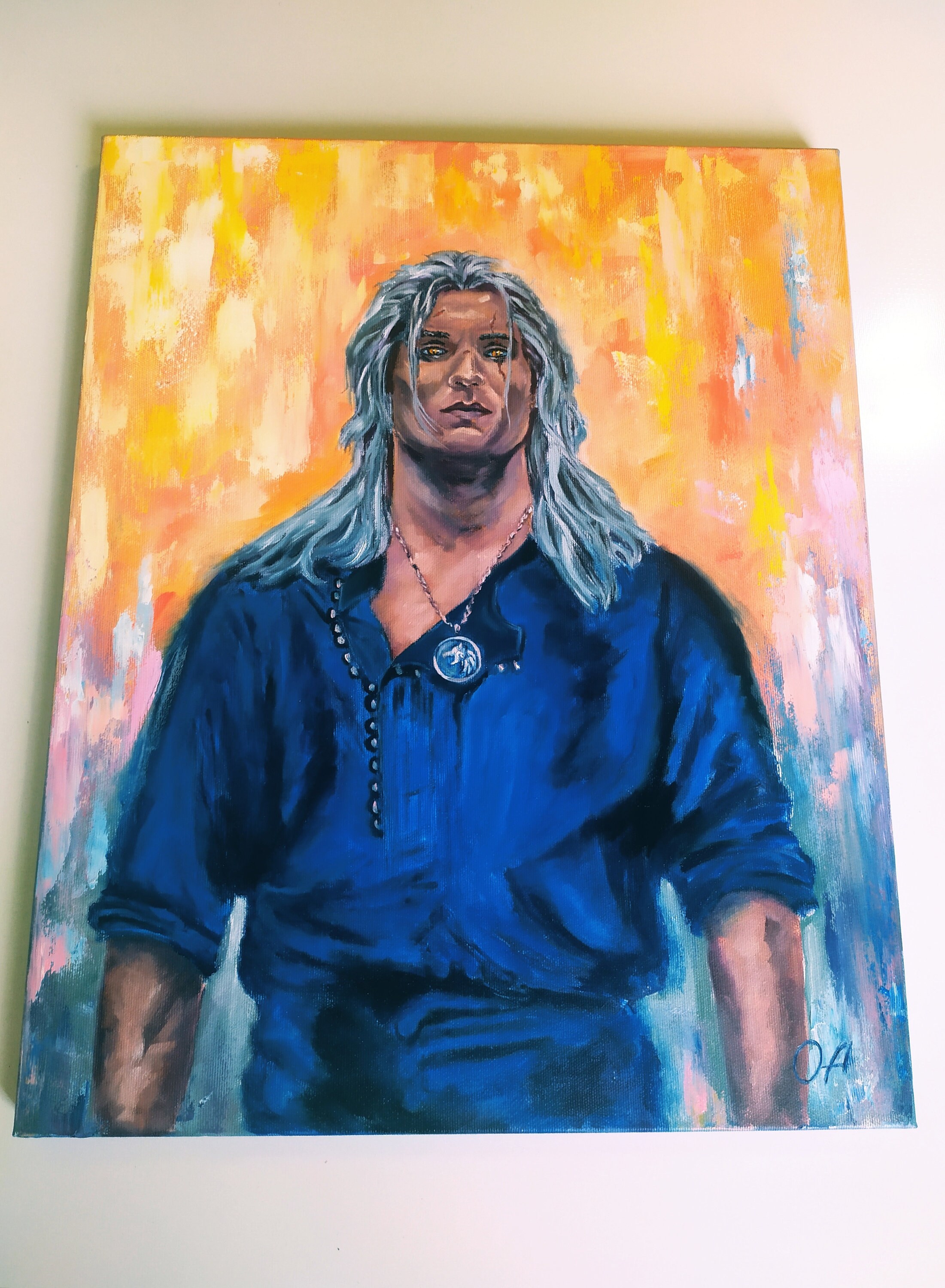 The Witcher Realistic Handmade Portrait on Canvas Geralt of - Etsy