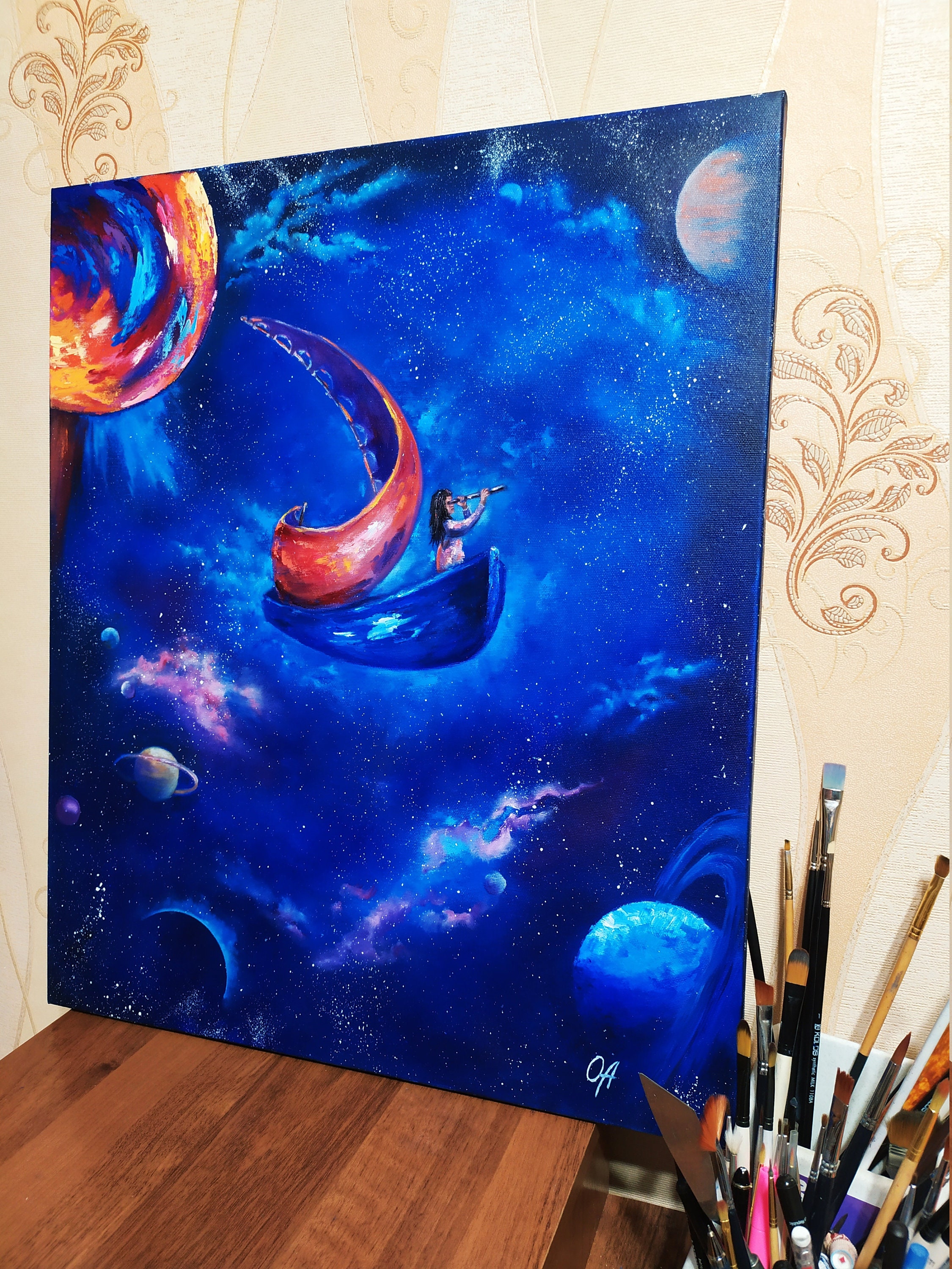 ORIGINAL Oil Painting Surreal Art Surrealism Galaxy | Etsy