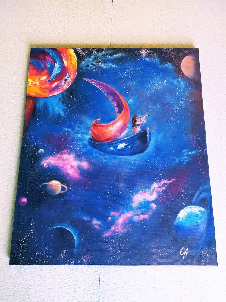 ORIGINAL Oil Painting Surreal Art Surrealism Galaxy | Etsy