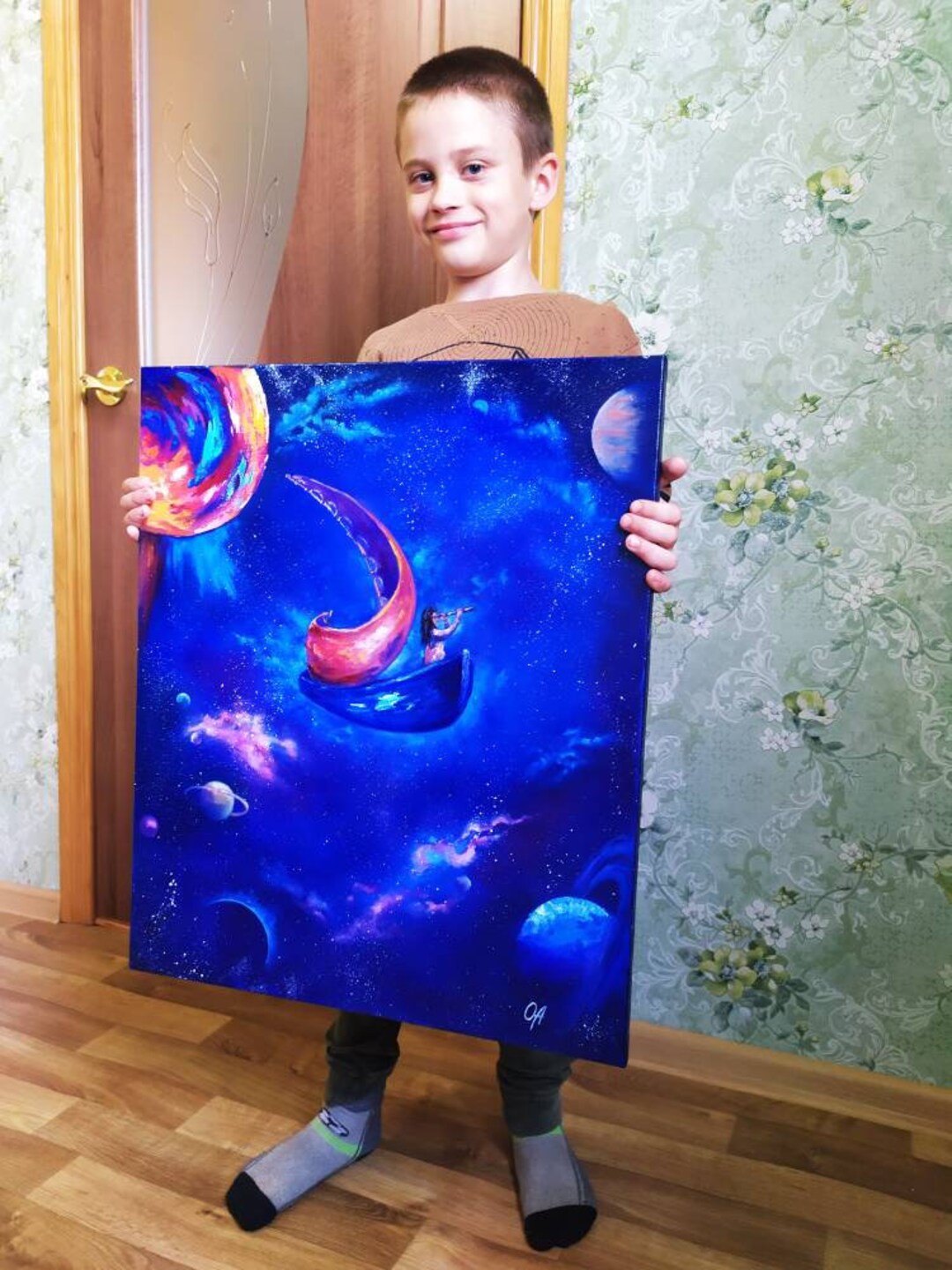 ORIGINAL Oil Painting, Surreal Art, Surrealism, Galaxy, Contemporary ...