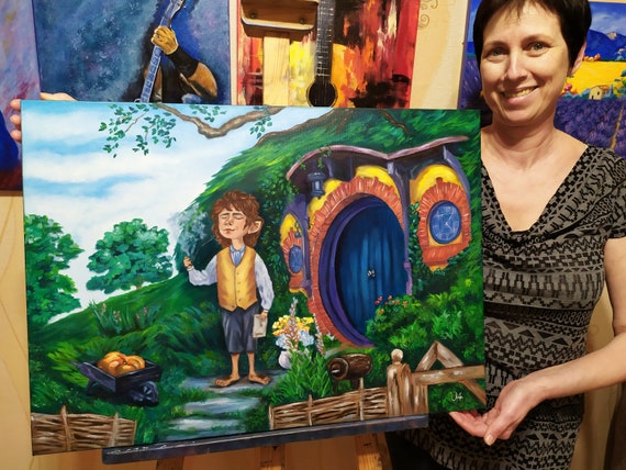Original Oil Painting Bilbo Baggins Shire Hobbiton Art - Etsy