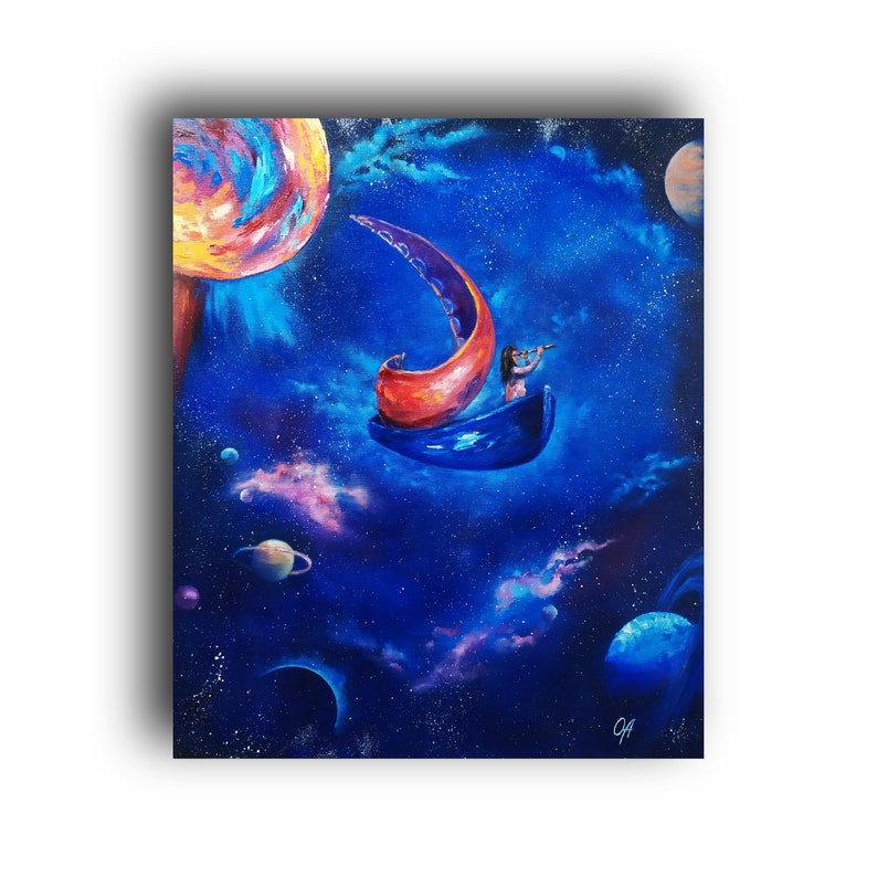 ORIGINAL Oil Painting Surreal Art Surrealism Galaxy - Etsy