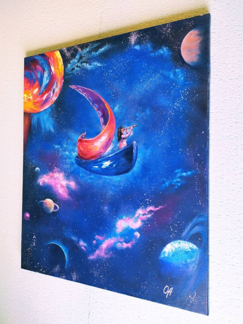 ORIGINAL Oil Painting Surreal Art Surrealism Galaxy - Etsy