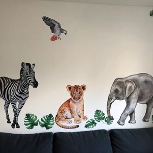 Big Wall Sticker Set for Kids, Safari Animals, Wall Decal, Lion Cub ...