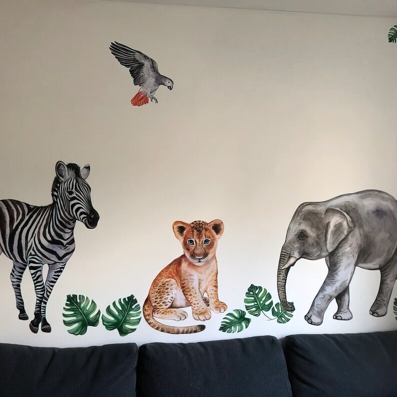 Big Wall Sticker Set for Kids Safari Animals Wall Decal - Etsy