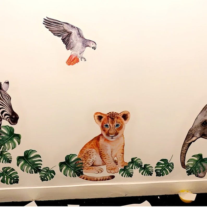 Big Wall Sticker Set for Kids Safari Animals Wall Decal - Etsy