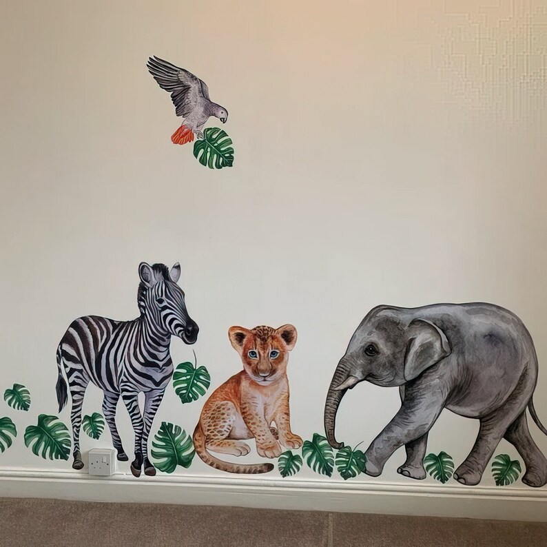 Big Wall Sticker Set for Kids Safari Animals Wall Decal - Etsy