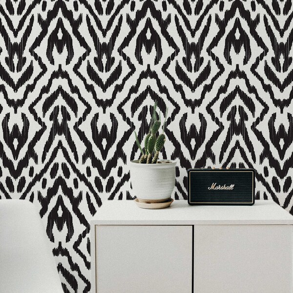 Black and White Graphic Removable Wallpaper - Etsy