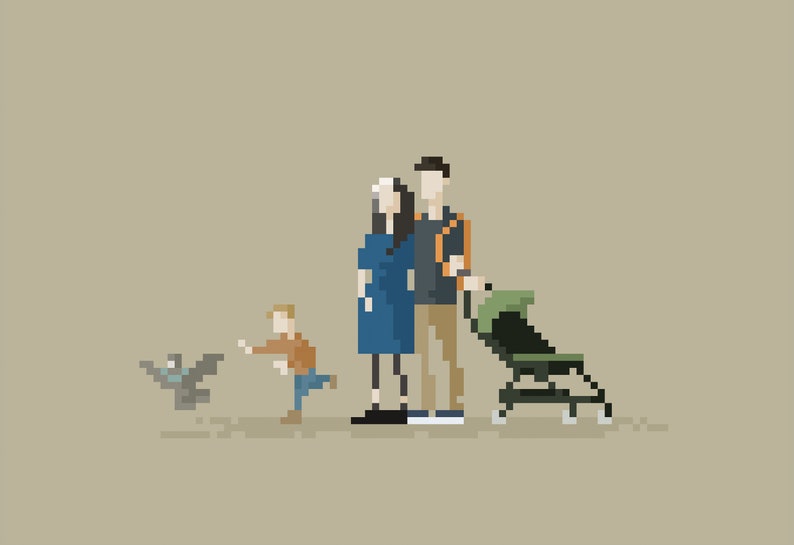 Custom Family Pixel Art Portrait - Etsy