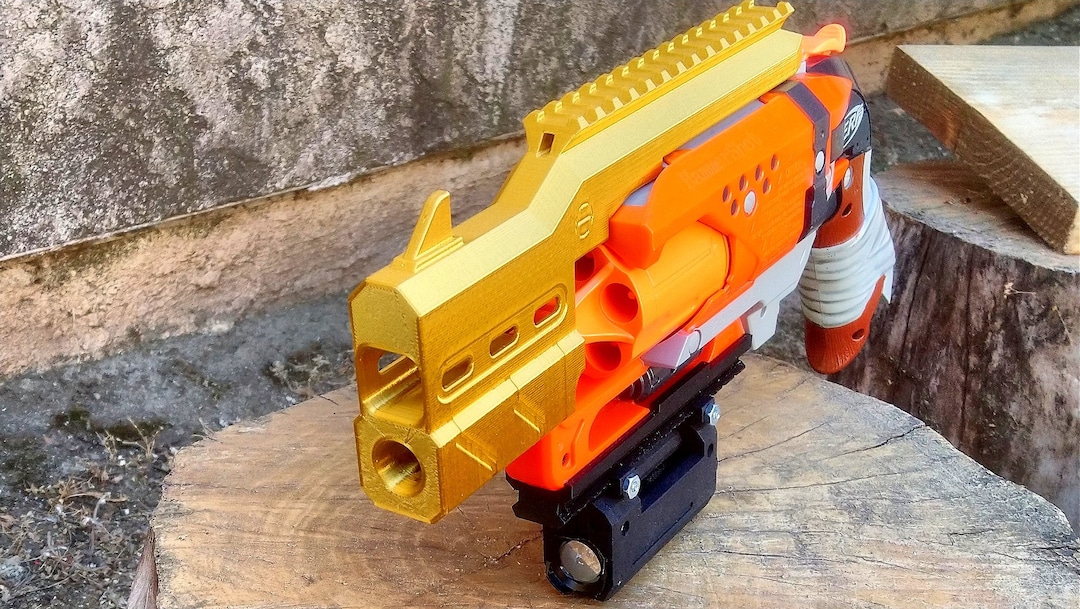 Blasters3d Proctor Barrel Mod With Top Picatinny Rail for Nerf Zombie ...