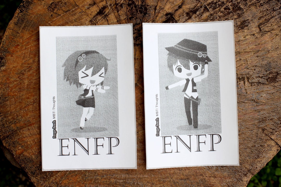 ENFP Girl/boy B/W 4x6 Thermal Sticker Kawaii Anime Chibi MBTI Thoughts ...