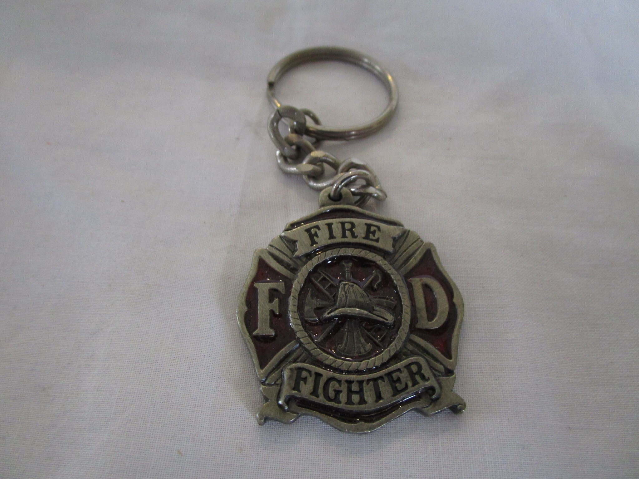 Vintage Fine Pewter Fire Fighter FD Keychain - Etsy.de