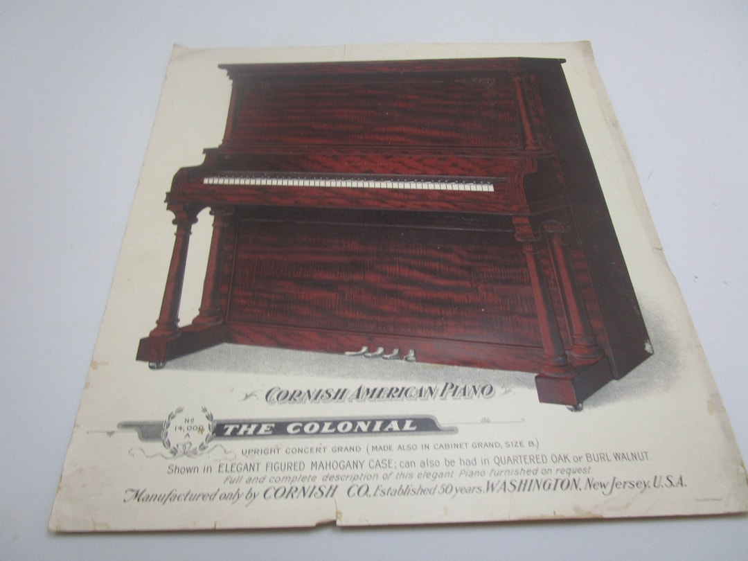 C 1898 Antique Embossed Advertising Sign Cornish American Piano - Etsy