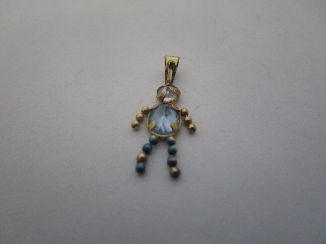 Vintage 14 K Yellow Gold Human Form Charm With Jewels - Etsy