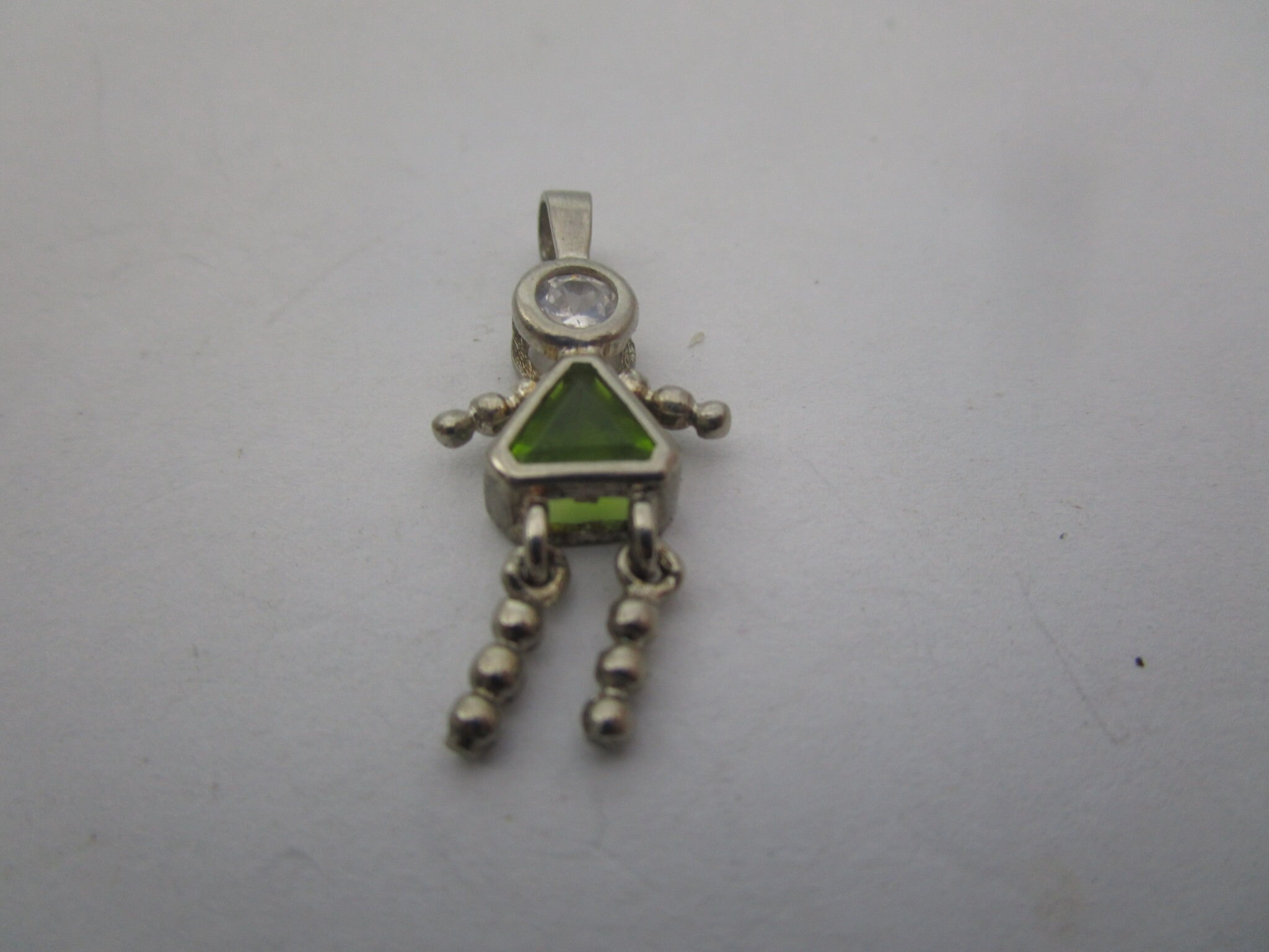 Vintage Sterling Silver Human Figure Charm With Peridot Stone - Etsy