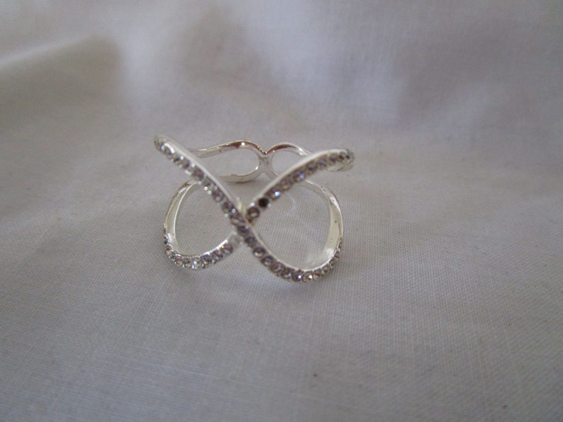 Vintage Silver & Rhinestone Fancy Figure Eight Statement Ring - Etsy
