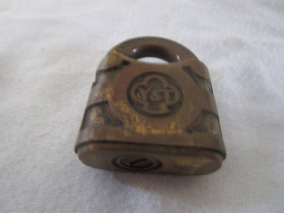 Antique Brass Yale & Towne Miniature Lock - Etsy