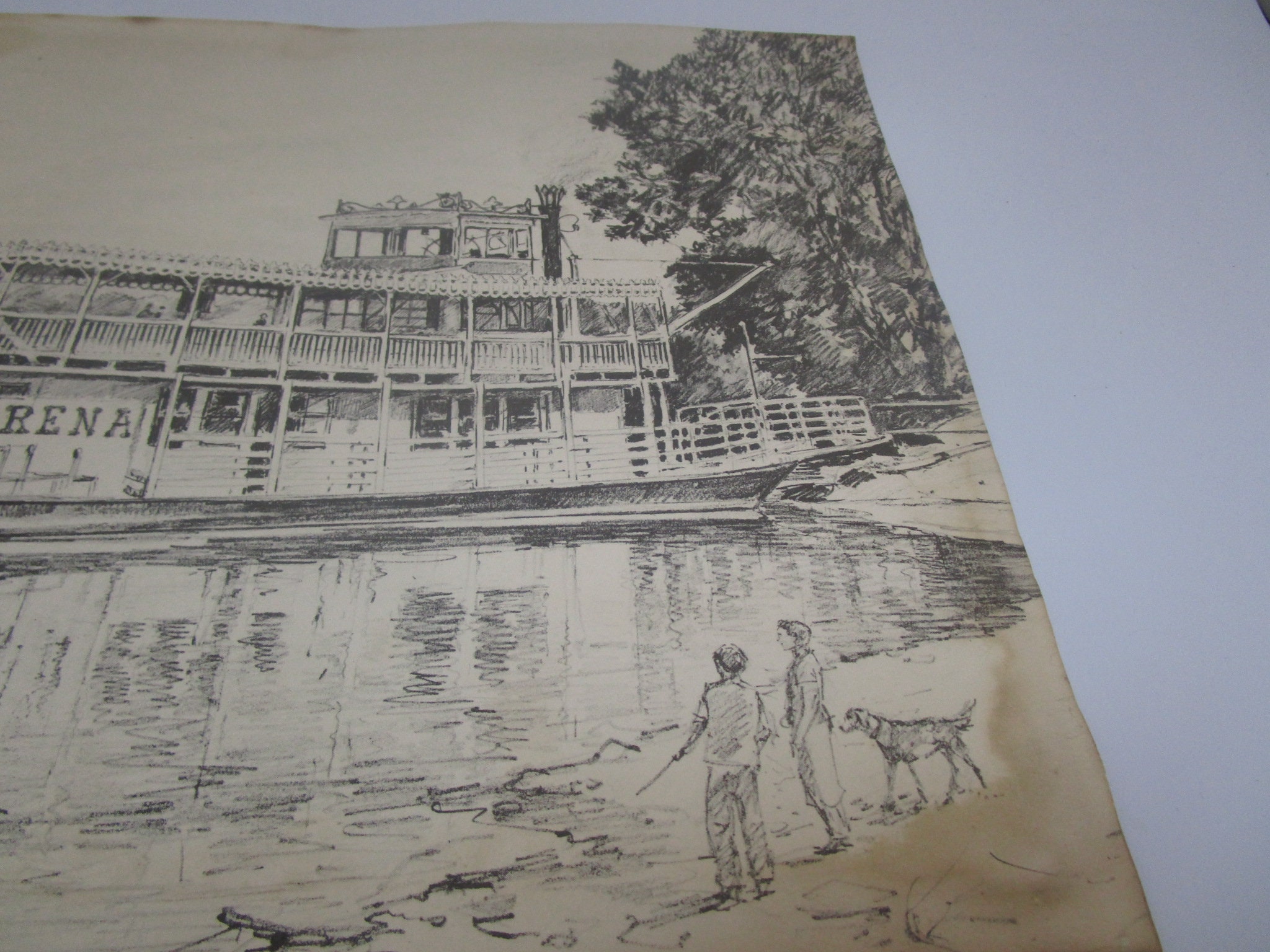 1982 Original Pen & Ink Drawing by Leslie Cope Riverboat Lorena - Etsy